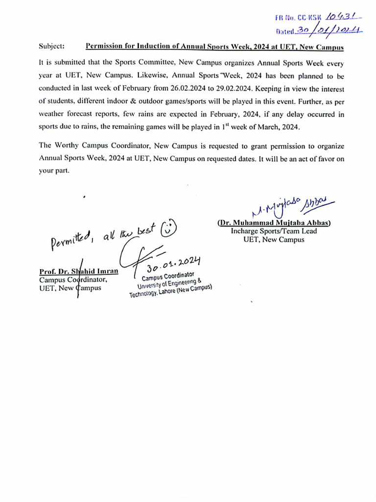 Sports Week Notification 2024 | PDF