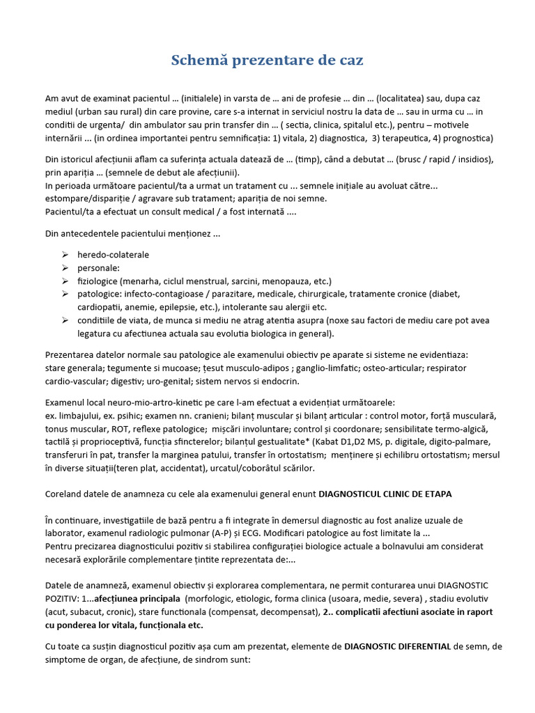 Schemă prezentare de caz | PDF