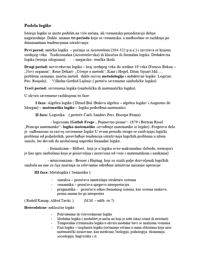 Podela Logike: Heterodoksne-Neklasične Logike | PDF