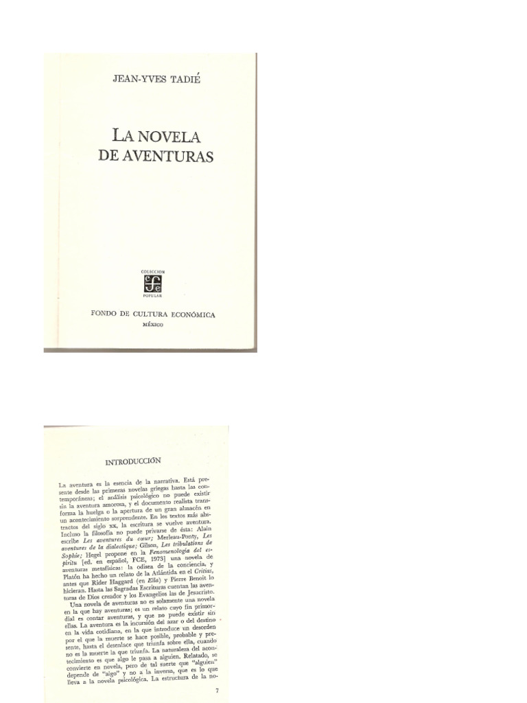 6 - La Novela de Aventuras (Jean-Yves Tadié) | PDF