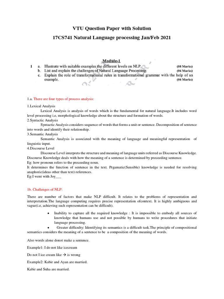 NLP QuestionPaper With Answer | PDF