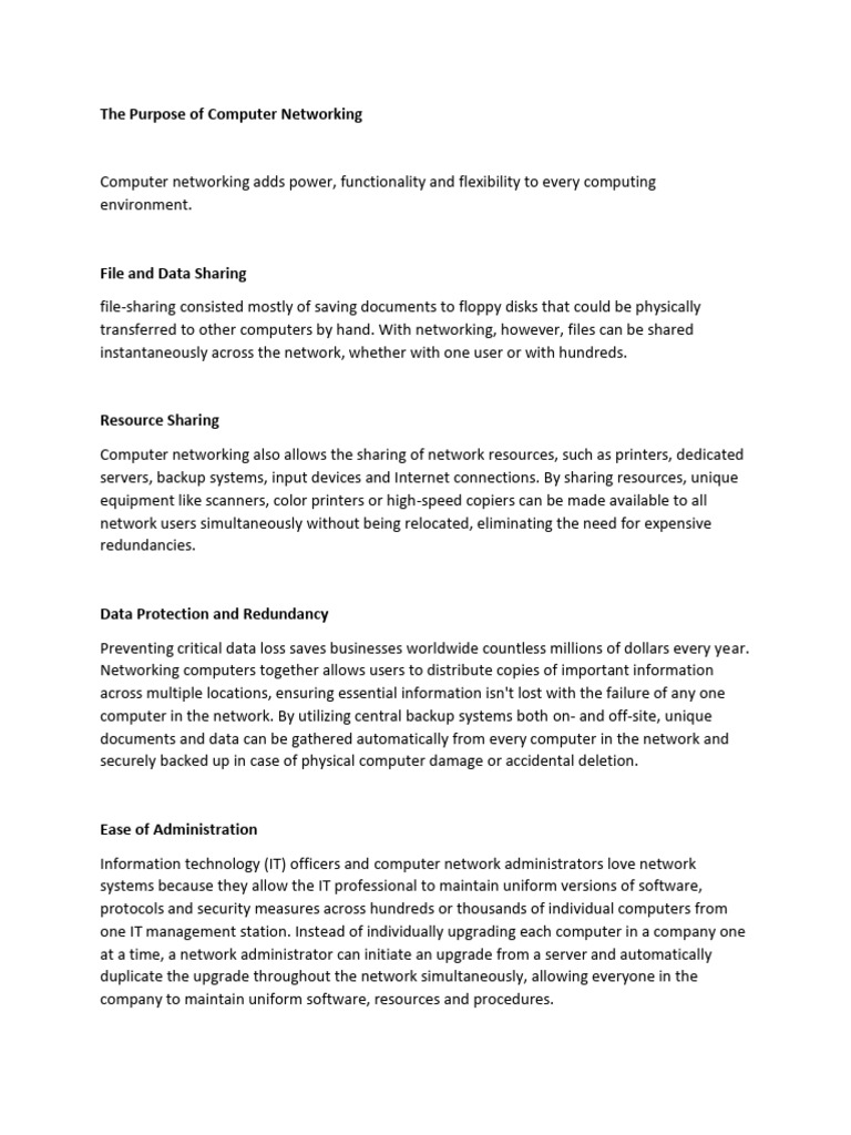 1.1 The Purpose of Computer Networking | PDF