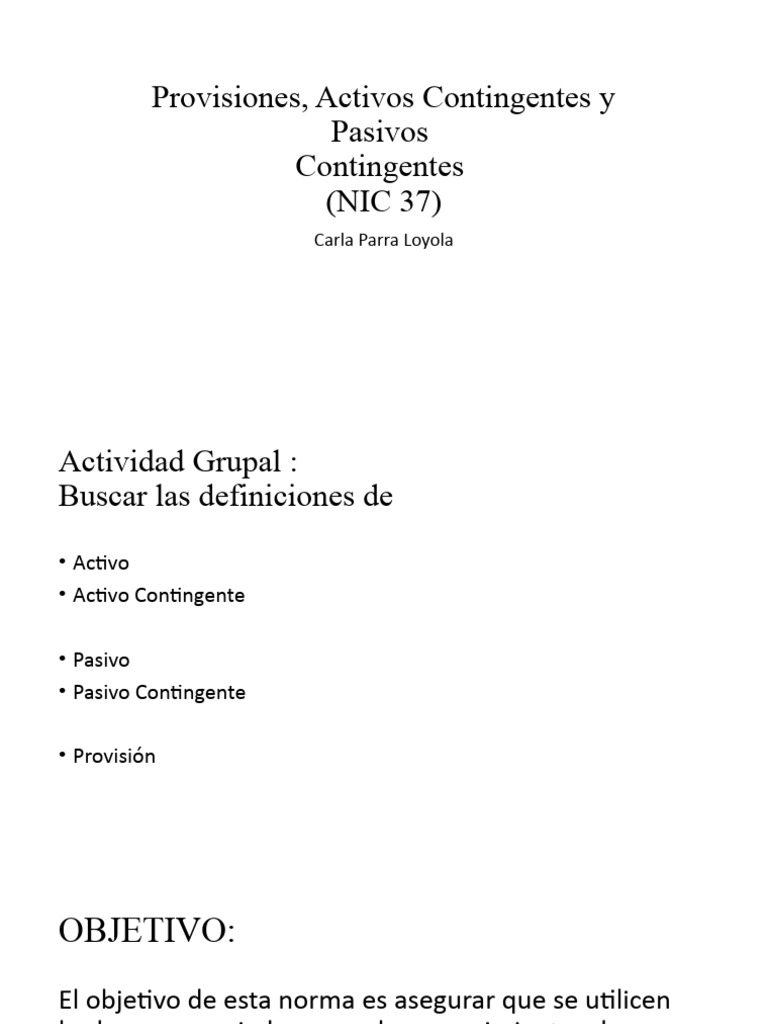 NIC 37 - Provisiones, Activos Contingentes y Pasivos | PDF | Business ...