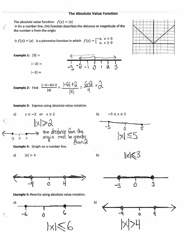 Absolute Value Note Answers | PDF