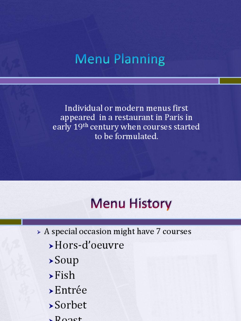 Individual or Modern Menus First Appeared in A Restaurant in Paris in ...