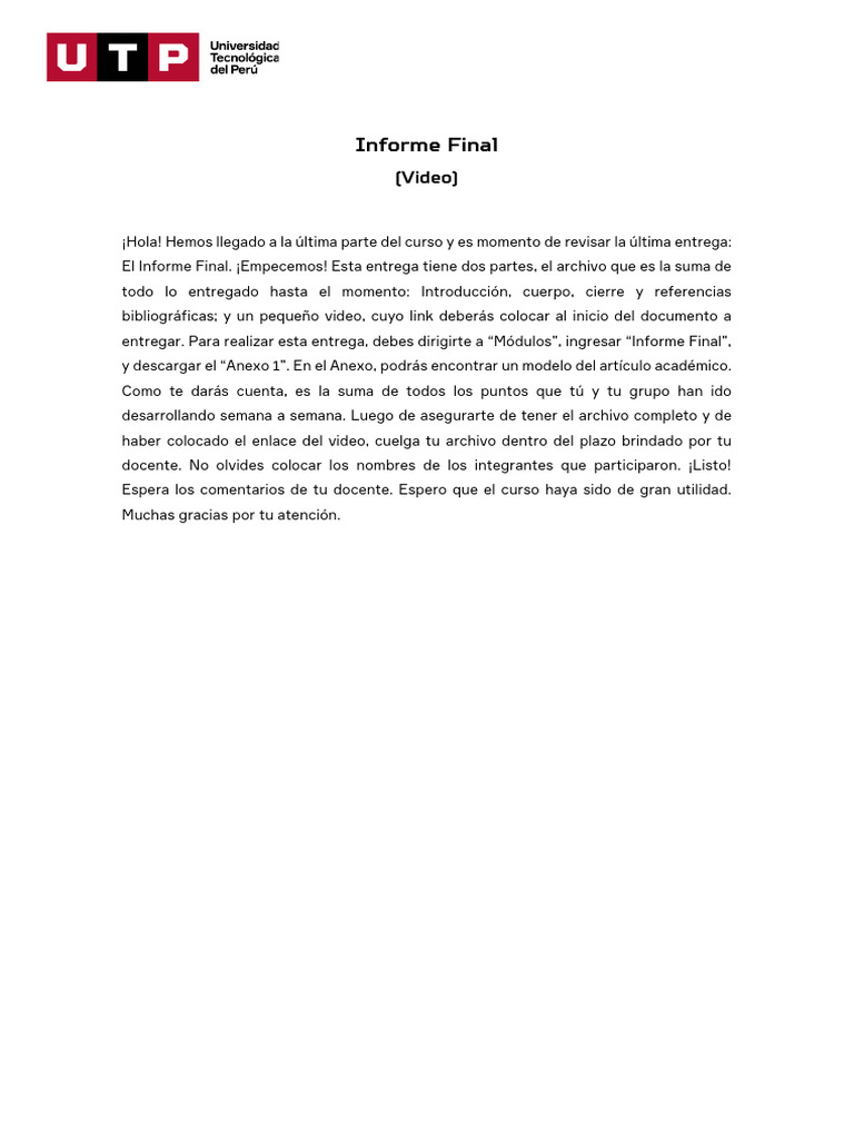 Guion - Informe Final | PDF Guion - Informe Final | PDF