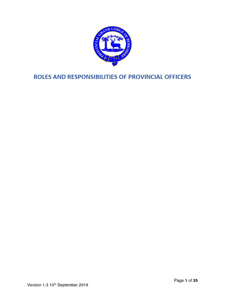 Roles and Responsibilities of Provincial Officers | PDF | Freemasonry ...