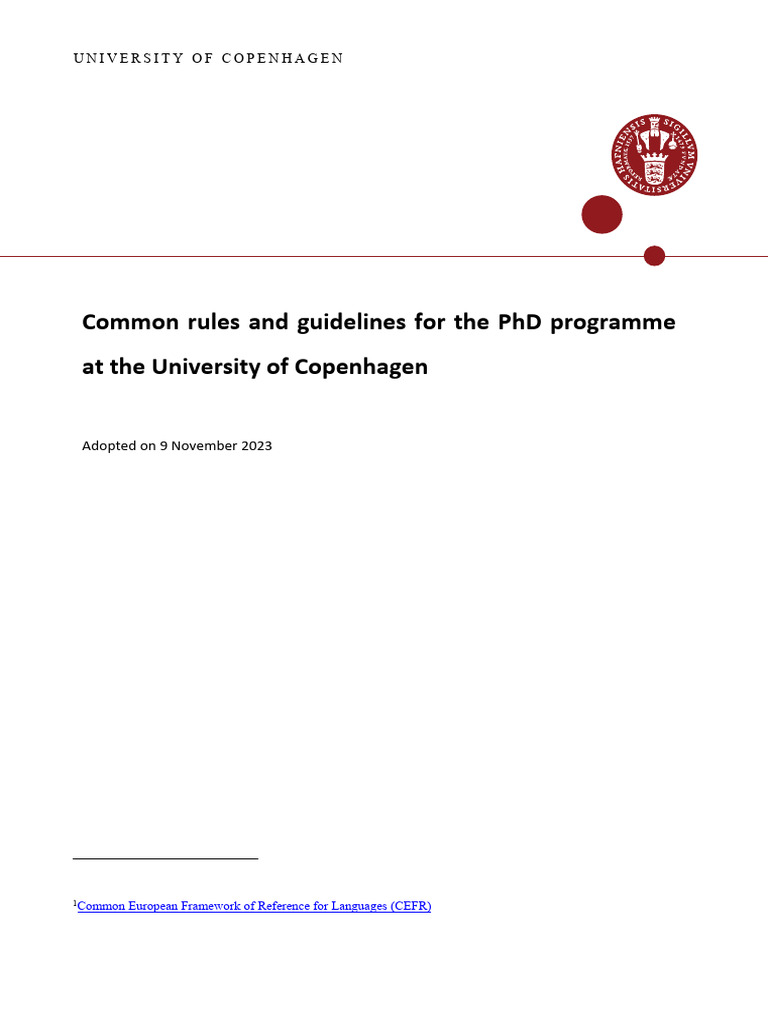 Common_rules_and_guidelines_for_the_phd_programme_at_UCPH | PDF ...