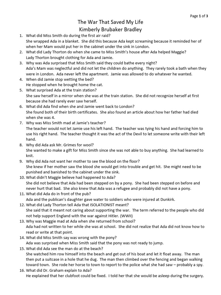 The War That Saved My Life | PDF