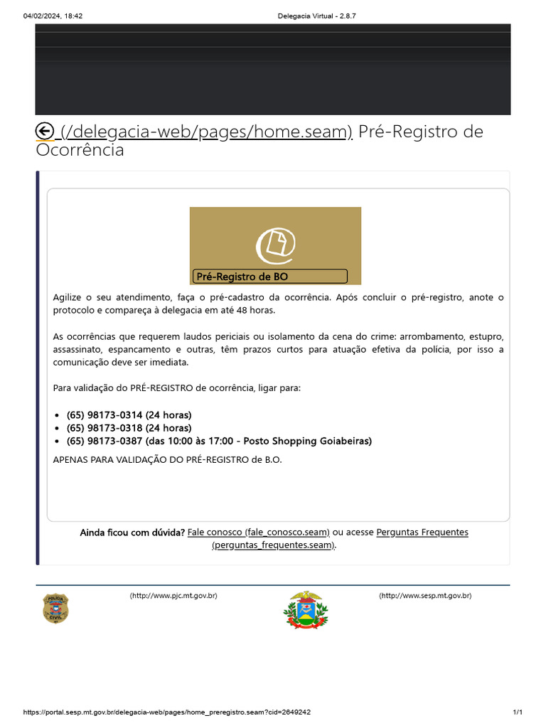 Delegacia Virtual - 2.8.7 | PDF