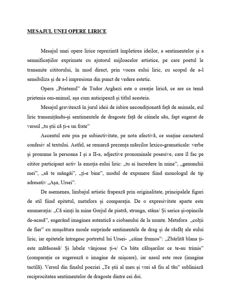 Mesajul Unei Opere Lirice | PDF