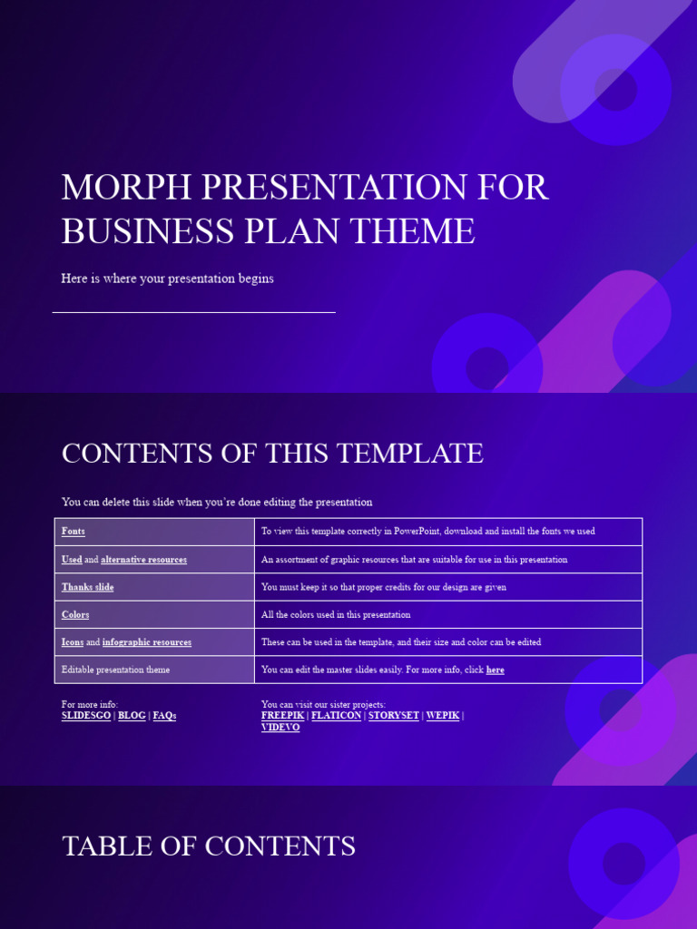 Morph Presentation For Business Plan Theme by Slidesgo | PDF | Business Model | Marketing