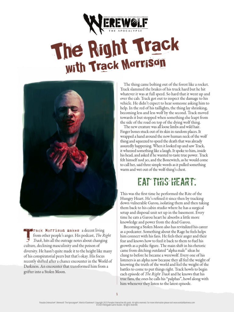 Werewolf The Apocalypse The Right Track With Track Morrison | PDF