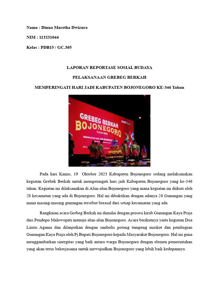 Reportase Sosial-Budaya Dinna | PDF
