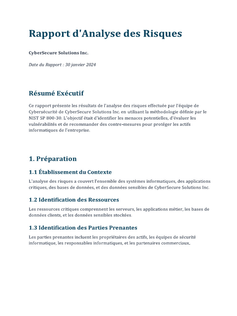 Rapport Final CyberSecure NIST | PDF