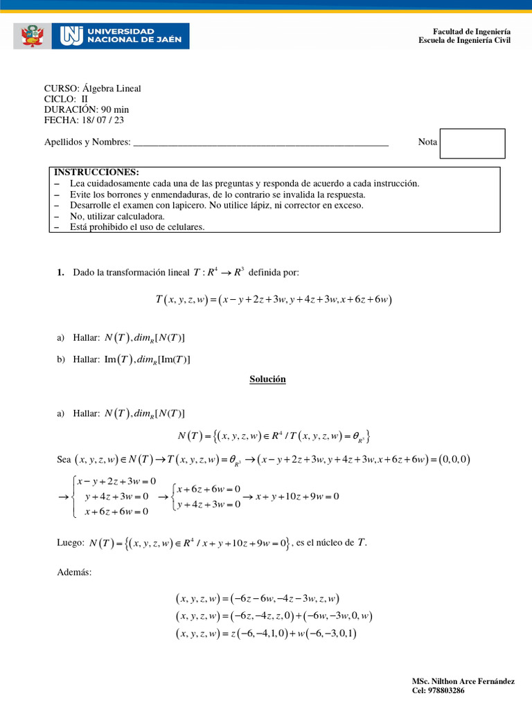 EXAMEN TERCERA UNIDAD | PDF | Álgebra abstracta | Matemáticas Aplicadas