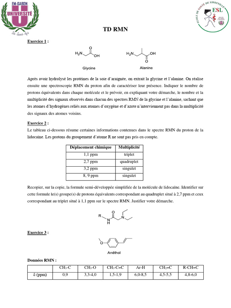 Analyse RMN du proton des molécules | PDF | Spectroscopie RMN | RMN du ...