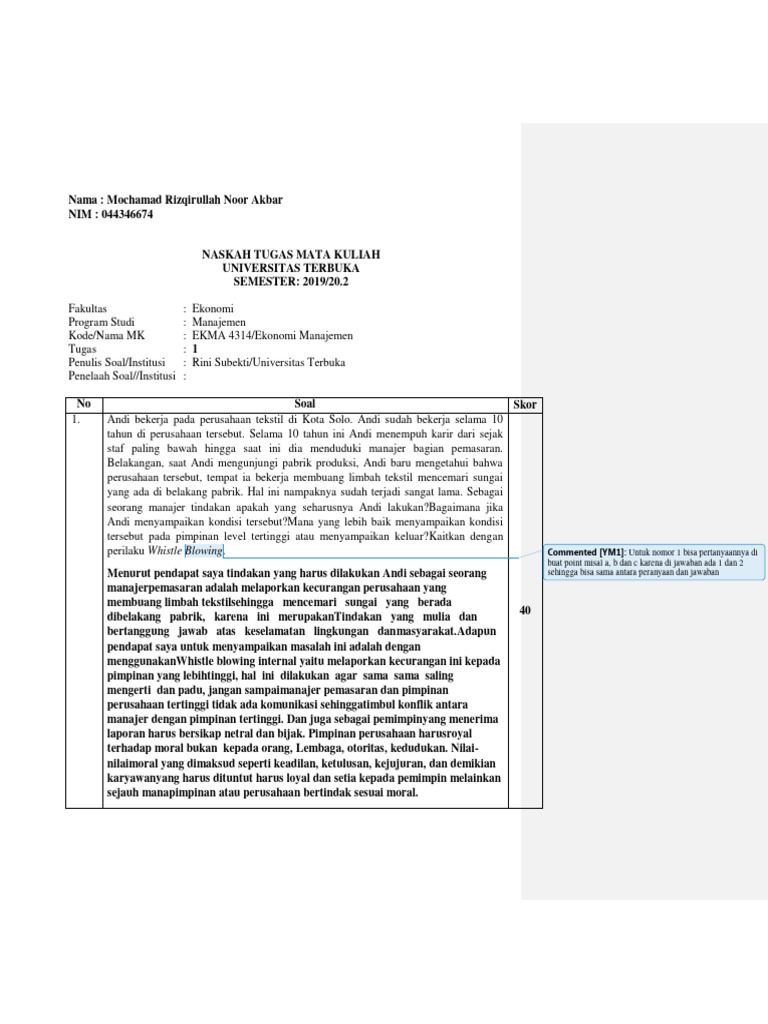 Tugas 1 AKMEN EKMA4314 | PDF