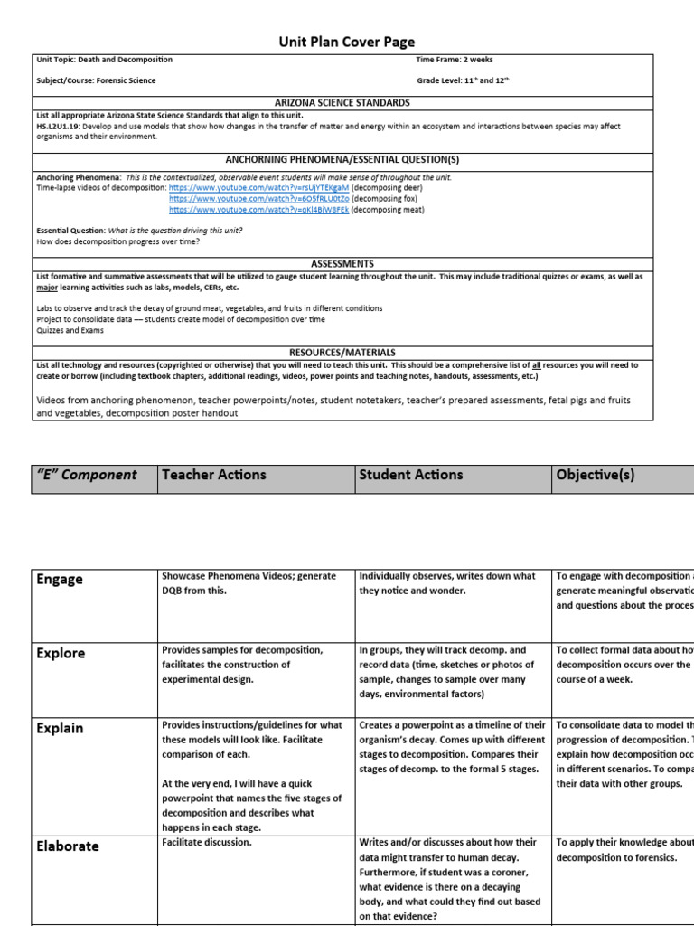 decomp unit plan | PDF | Decomposition | Cognition