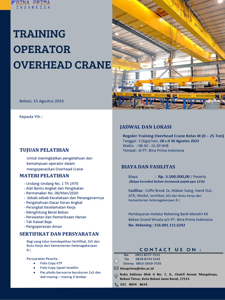 Reguler Training Overhead Crane | PDF
