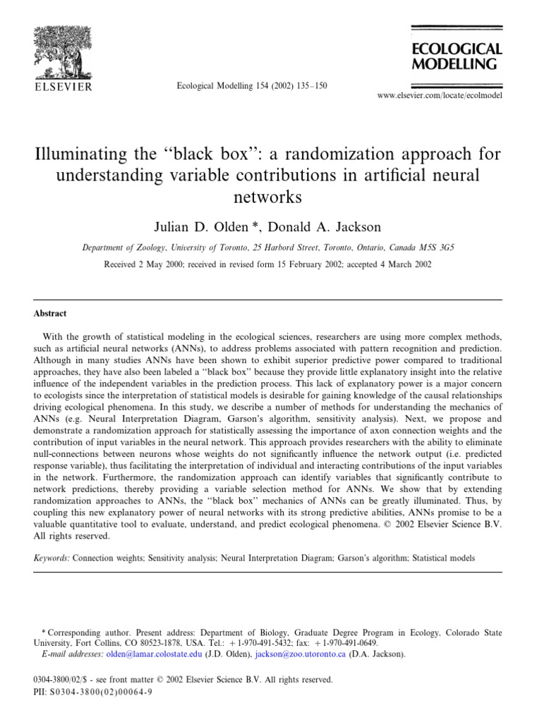 EcologicalModelling 2002 | PDF | Artificial Neural Network | Sensitivity Analysis
