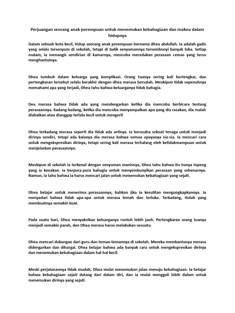 Perjalanan Dhea Menuju Kebahagiaan | PDF | Puisi | Pengembangan Diri