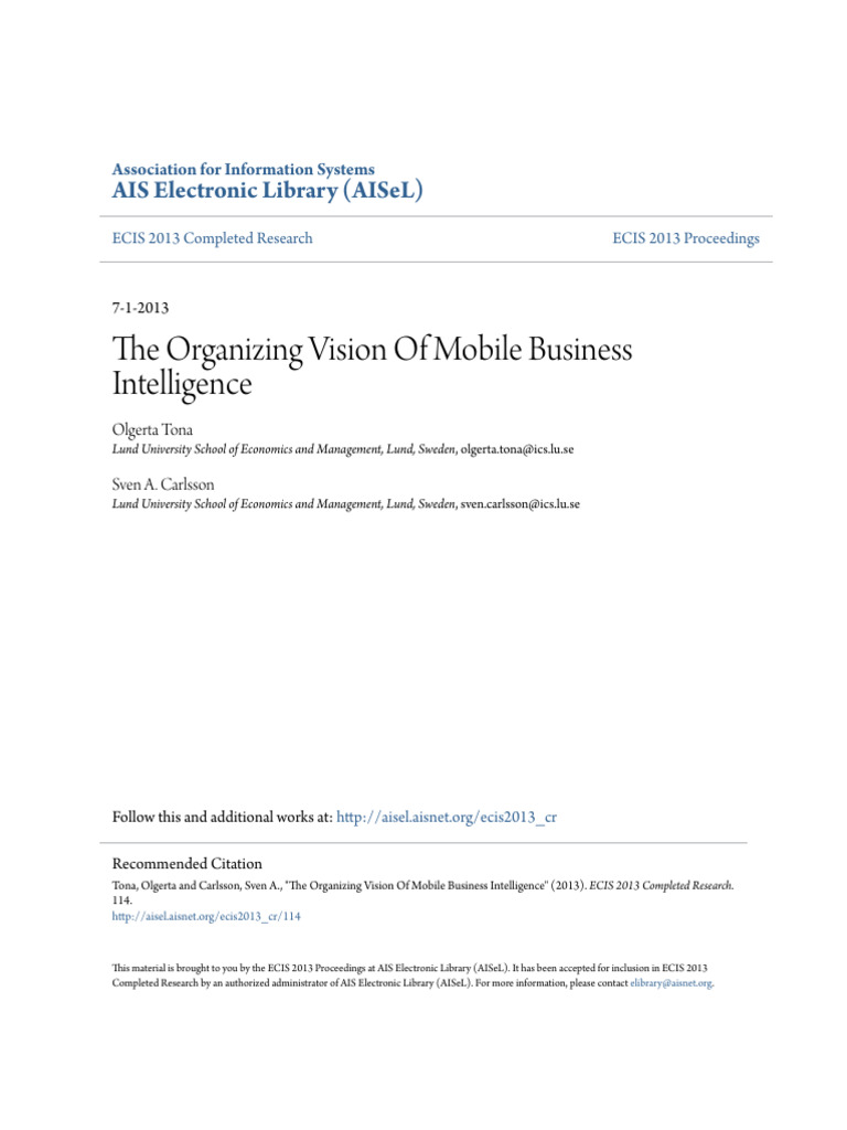 2013 The Organizing Vision of Mobile Business | Download Free PDF ...