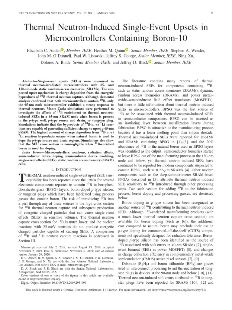Thermal Neutron-Induced Single-Event Upsets in Mic | PDF | Neutron | Nuclear Reaction