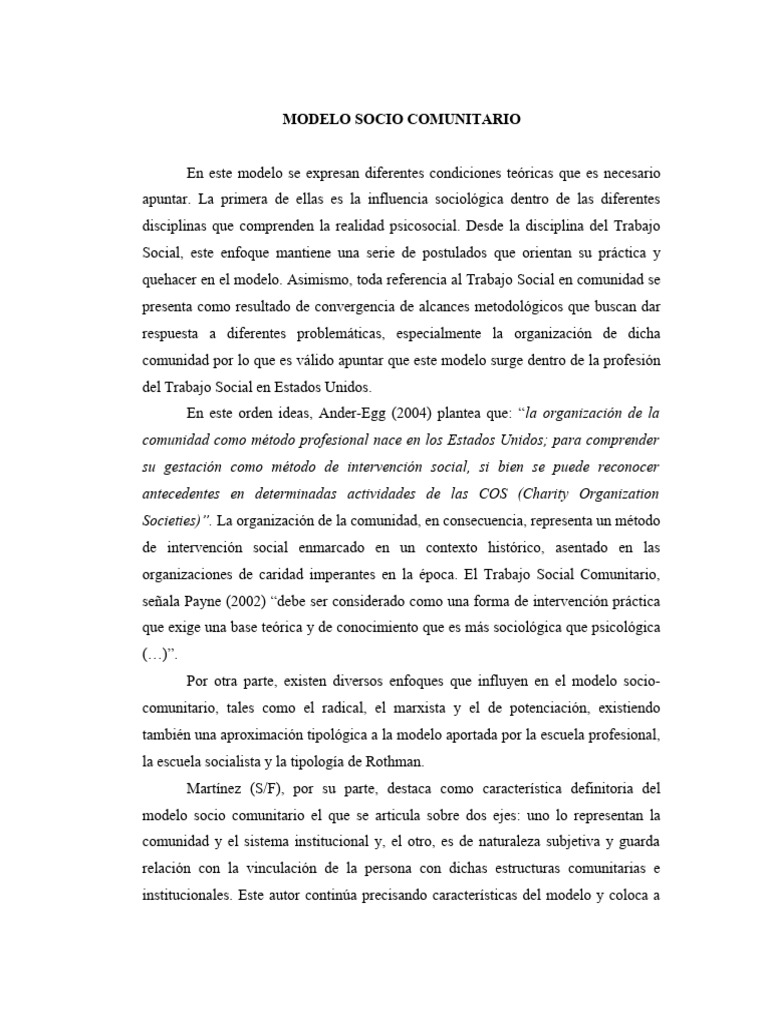 Modelo Socio Comunitario | PDF