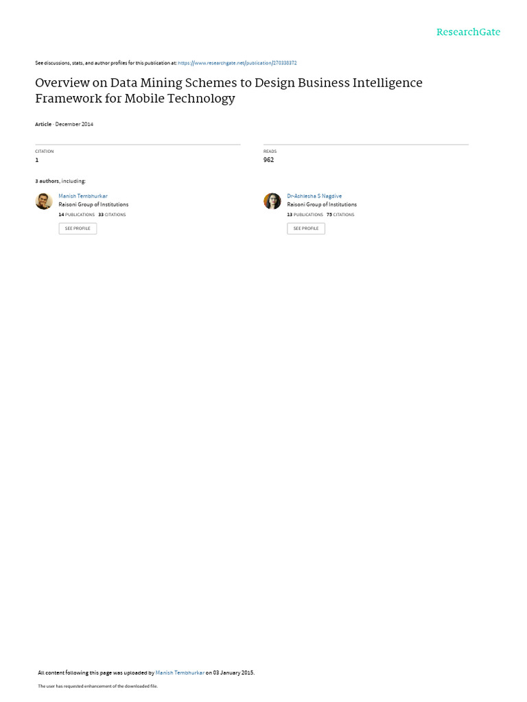 2014 Overview On Data Mining Schemes To Design Business Intelligence | Download Free PDF ...