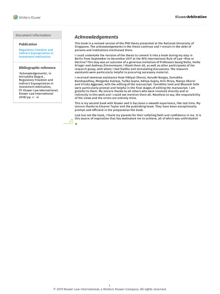 Rajput - Regulatory Freedom and Indirect Expropriation | Download Free ...