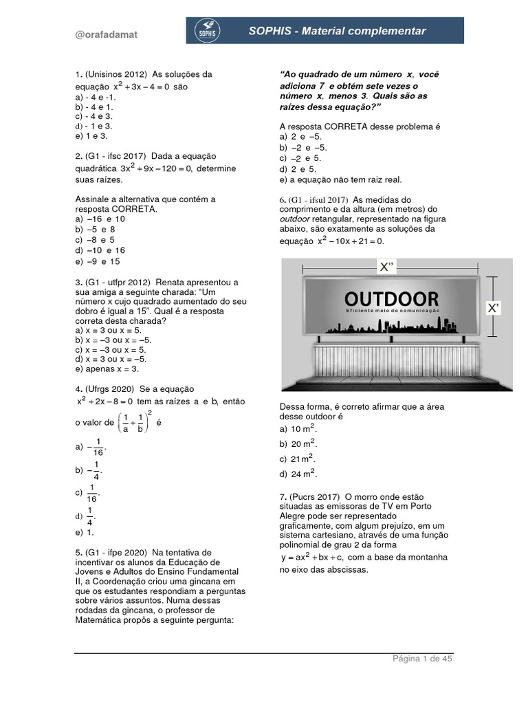 Funcao Do Segundo Grau | PDF | Equações | Temperatura