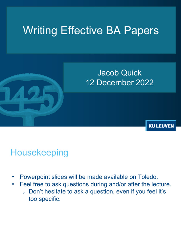 Writing BA Papers Guidance 2022 | PDF