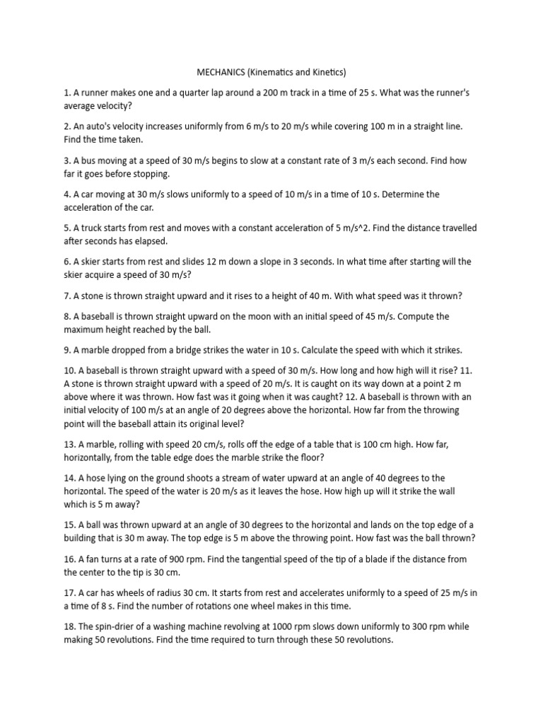 Mechanics (Quiz) | PDF
