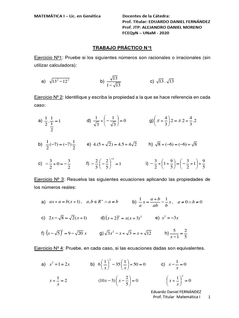 TP 1- 2020 | PDF | Ecuaciones | Álgebra