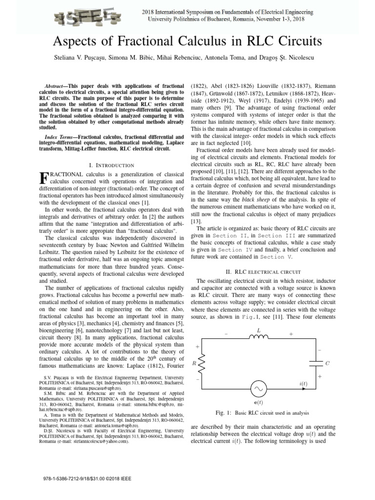 Aspects of Fractional Calculus in RLC Circuits | PDF | Science & Mathematics