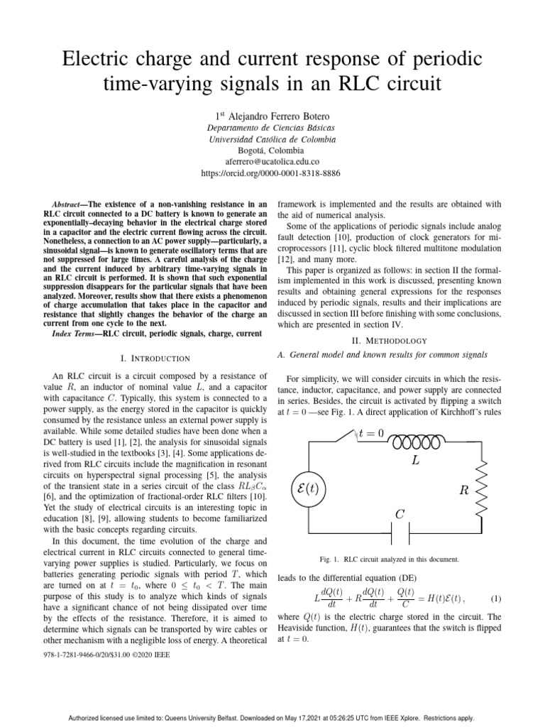 Electric Charge and Current Response of Periodic Time-Varying Signals ...