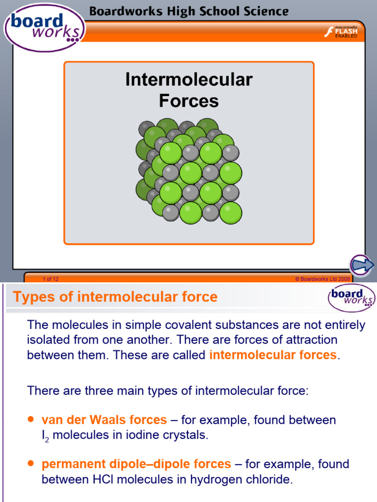 Boardworks High School Science Intermolecular Forces | PDF | Chemical Bond | Intermolecular Force
