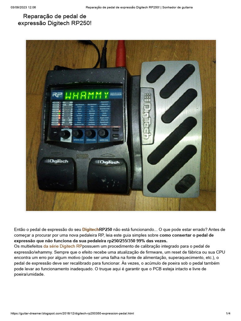 Reparação de Pedal de Expressão Digitech RP250! - Sonhador de Guitarra ...