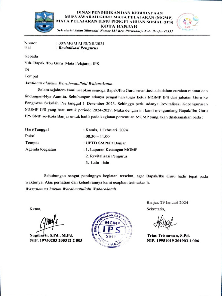Surat Undangan MGMP IPS | PDF