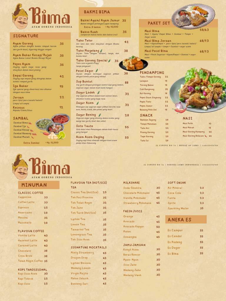 Menu Bima | PDF | Cooking, Food & Wine