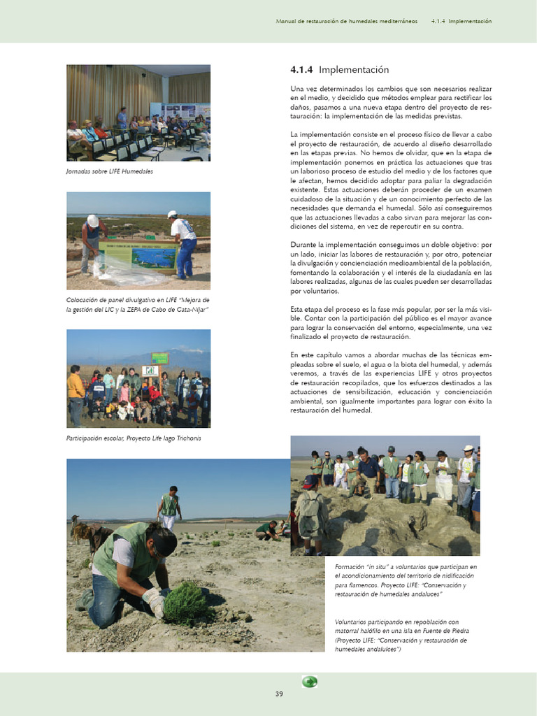 Implementación: Manual de Restauración de Humedales Mediterráneos 4.1.4 ...