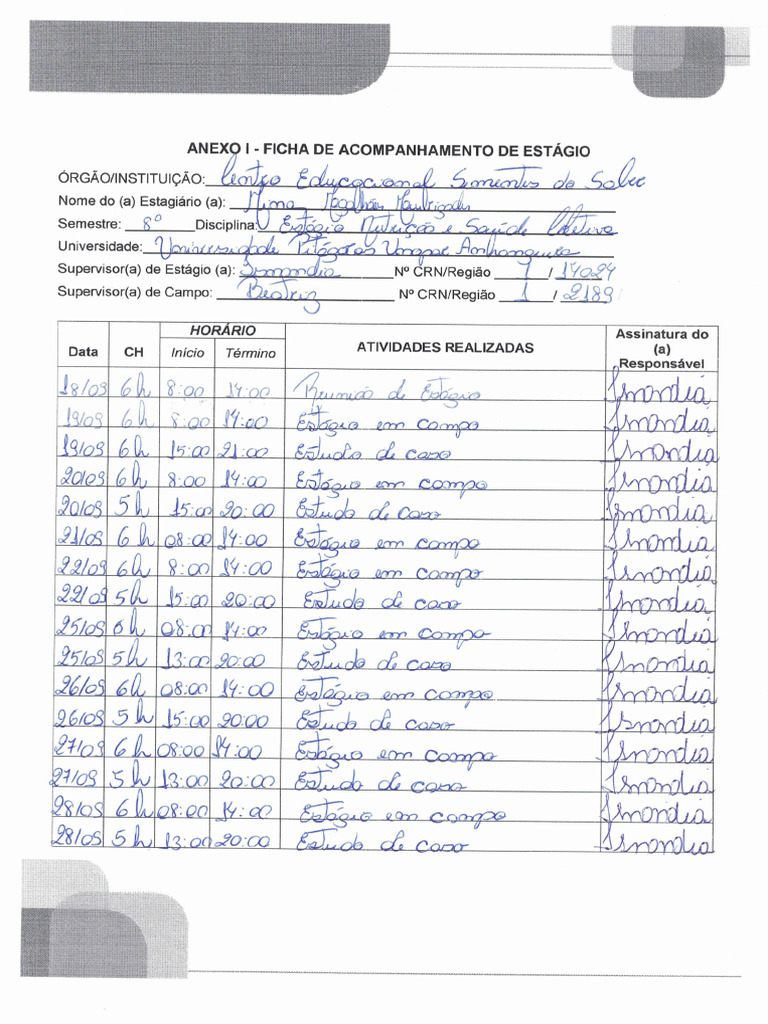 Ficha de Acompanhamento Anhanguera 13112023 | PDF Ficha de Acompanhamento Anhanguera 13112023 | PDF