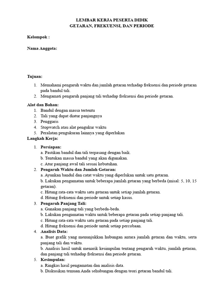 6061 Lembar Kerja Praktikum Getaran Bandul | PDF