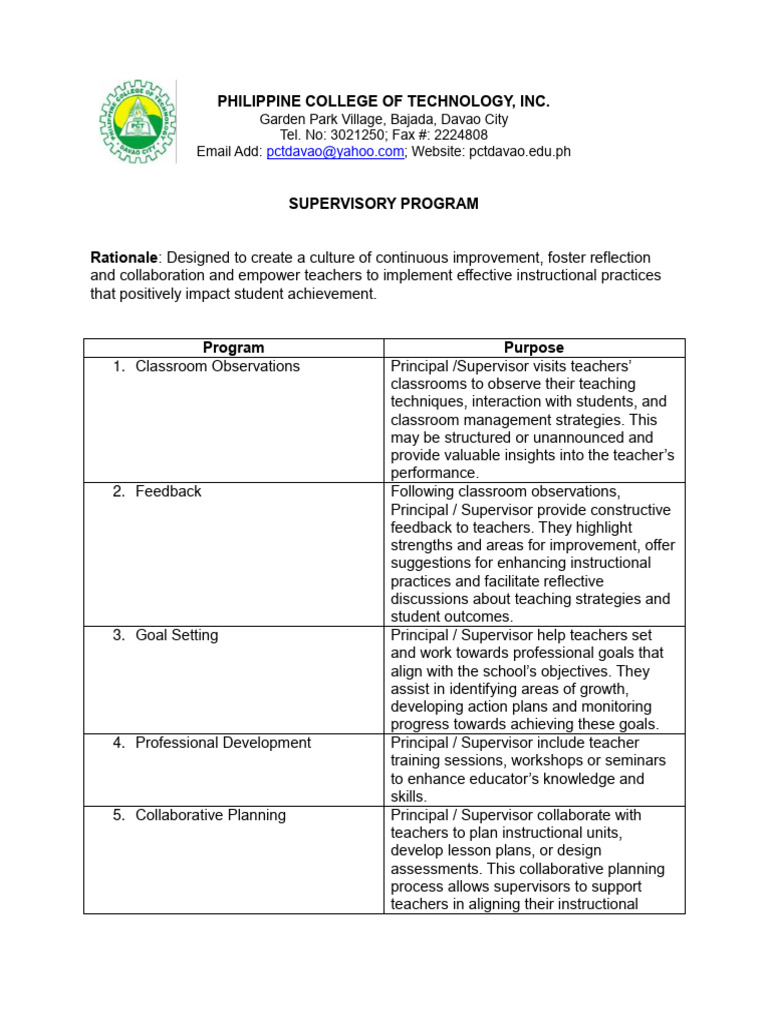 Supervisory Program | PDF