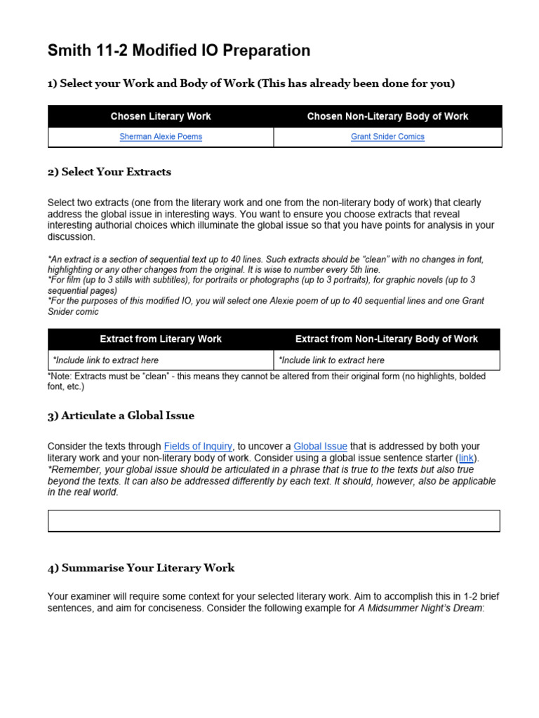 Smith SLY1 Modified IO Preparation | PDF