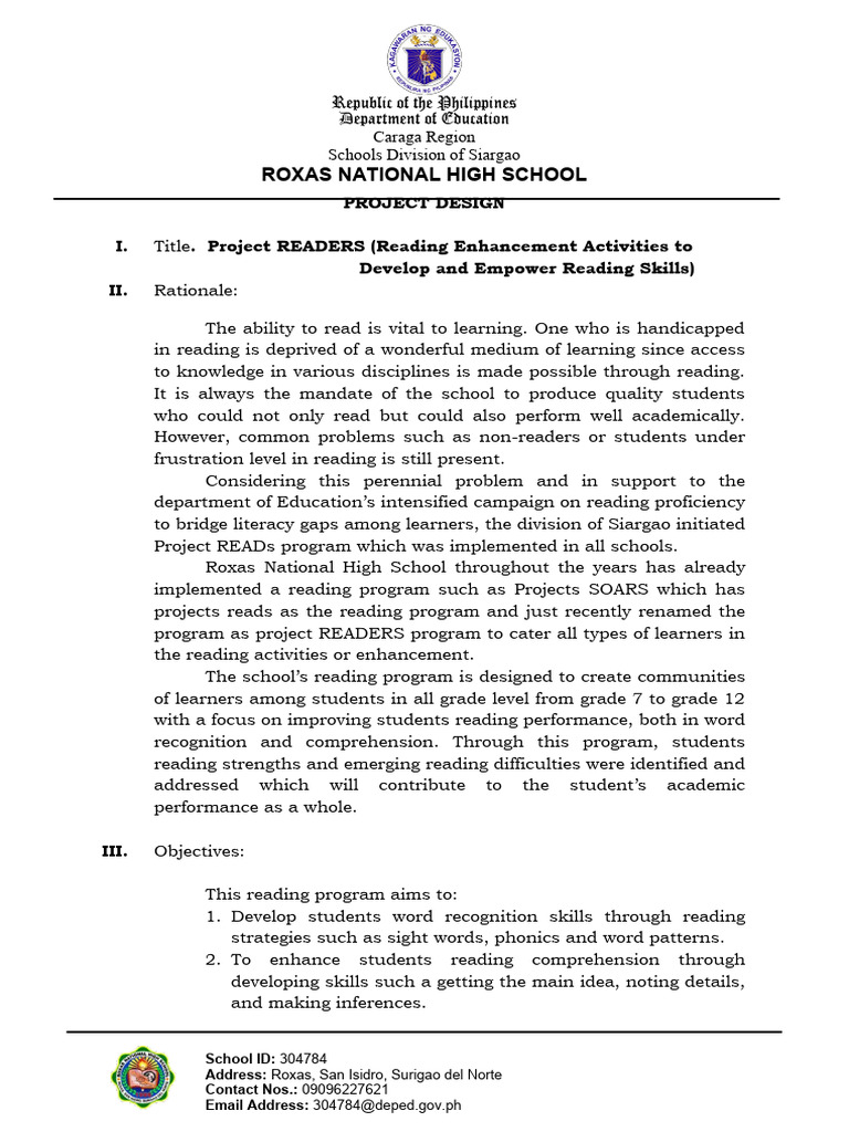 Project READERS Project Design | PDF | Reading Comprehension | Phonics