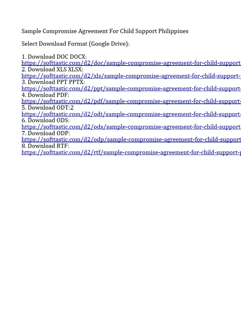 Sample Compromise Agreement For Child Support Philippines | PDF | Child ...