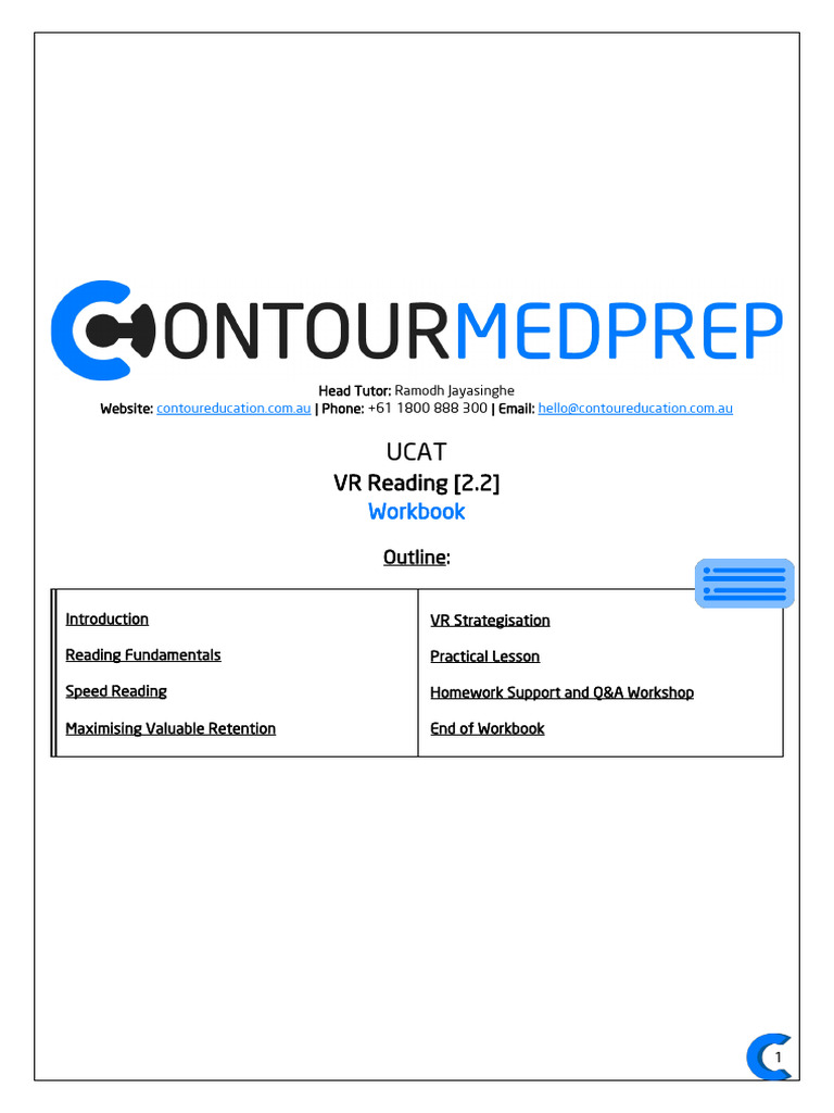 UCAT (2.2) - VR Reading - Workbook | PDF