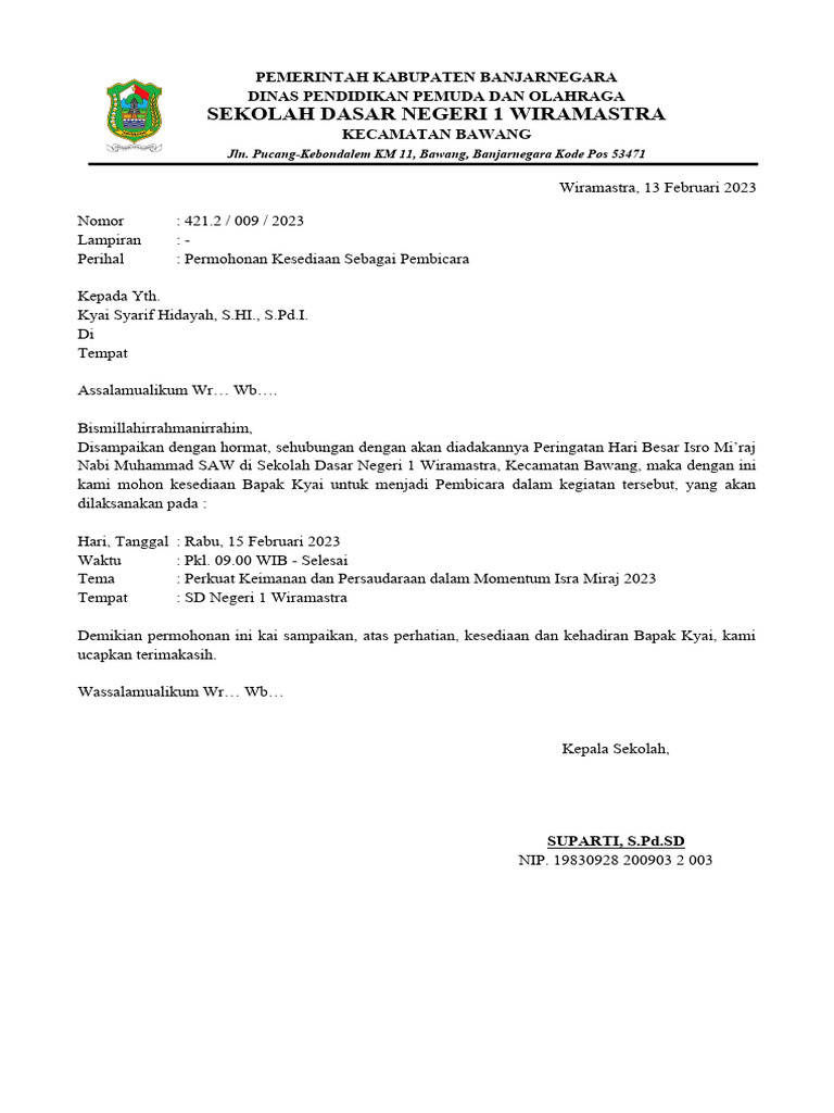 Surat Permohonan Nara Sumber | PDF